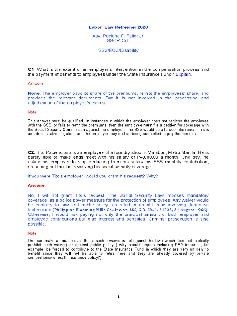 Answers 2 SSS ECC BAR-QUESTIONS-2008-2018-SSS - ECC.GSIS | PDF ...