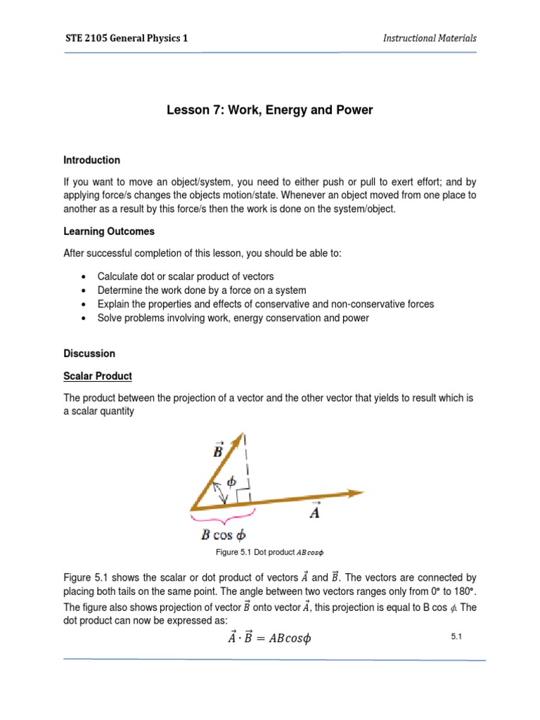 Work, Energy, and Power | PDF | Euclidean Vector | Force