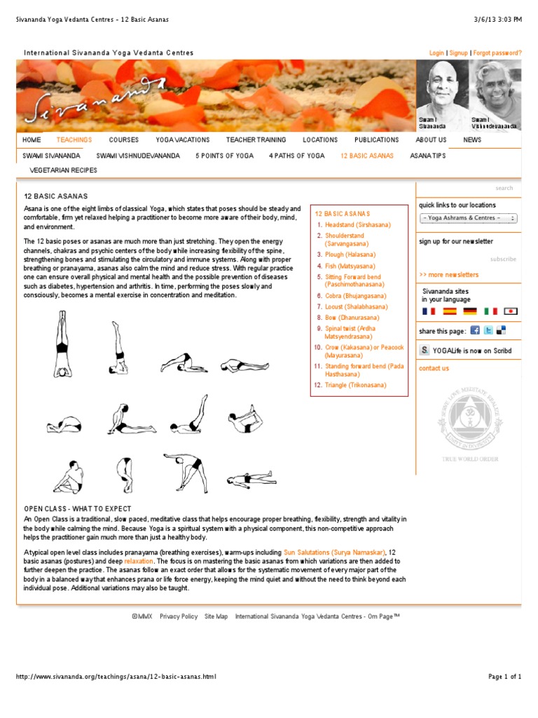 12 Basic Asanas | PDF | Asana | Yoga