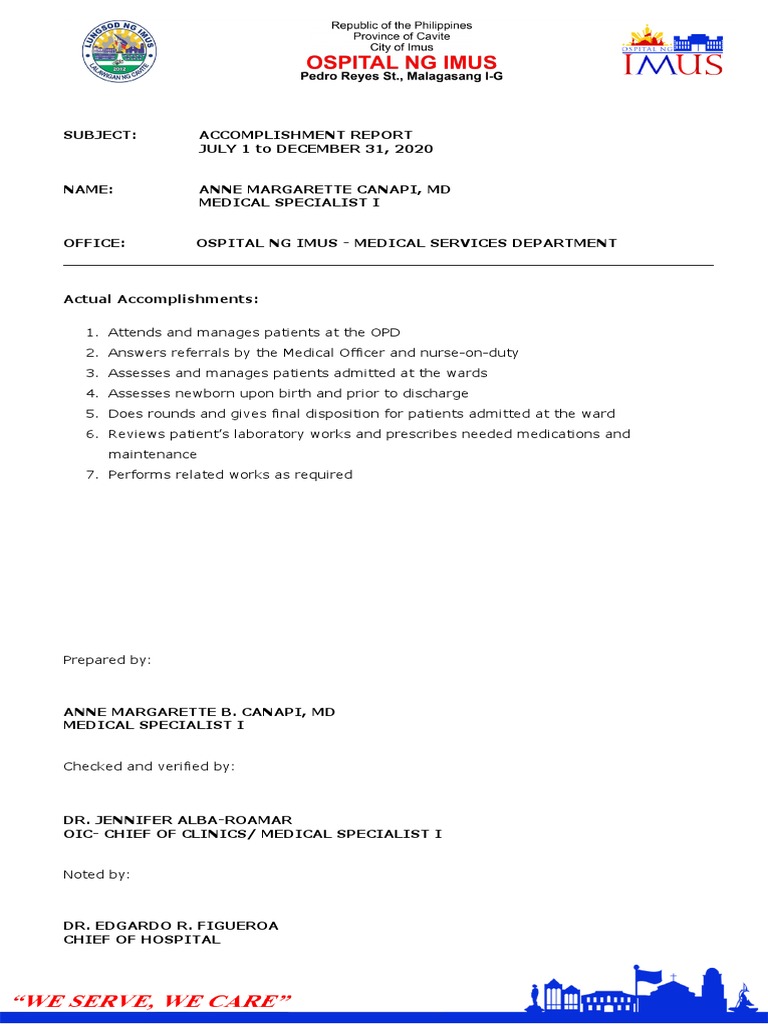 Accomplishment Report Template | PDF