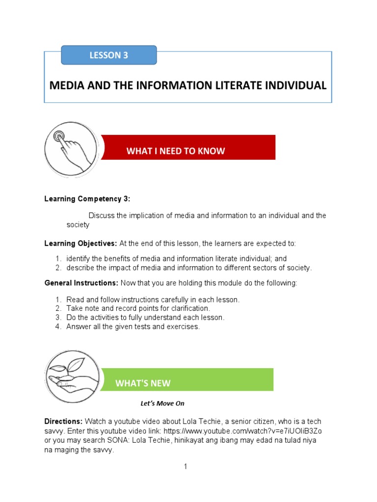 Media and The Information Literate Individual: Lesson 3 | PDF | Media ...
