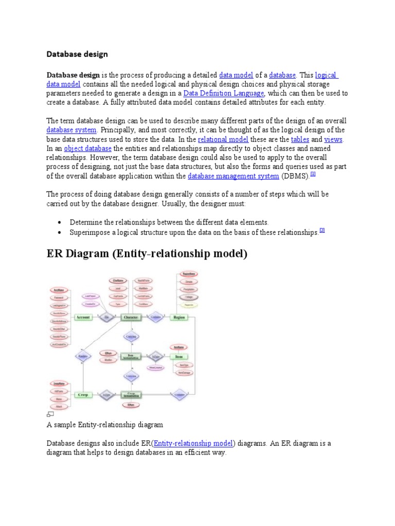 ER Diagram (Entity-Relationship Model) : Database Design | Download Free PDF | Database Design ...