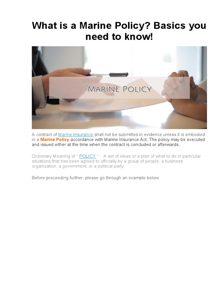 What Is A Marine Policy Basics You Need To Know! | PDF | Marine Salvage ...