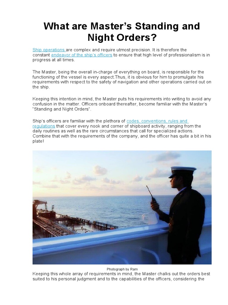Master’s Standing and Night Orders Explained | PDF | Ships | Navigation