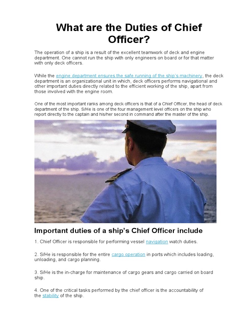 What Are The Duties of Chief Officer | PDF | Ships | Shipping