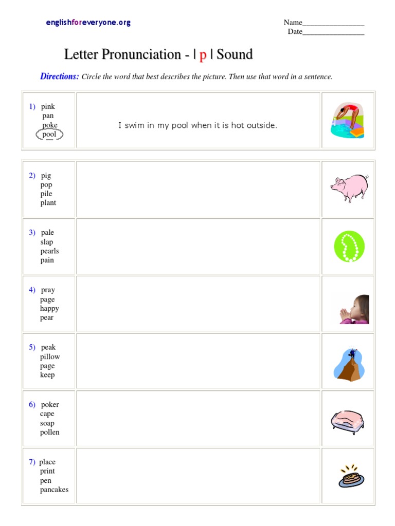 Letter Pronunciation - P Sound | PDF | Foreign Language Studies