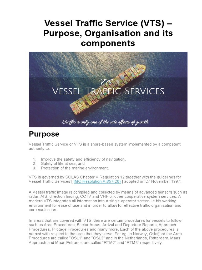 Vessel Traffic Service (VTS) - Purpose, Organisation and Its Components ...