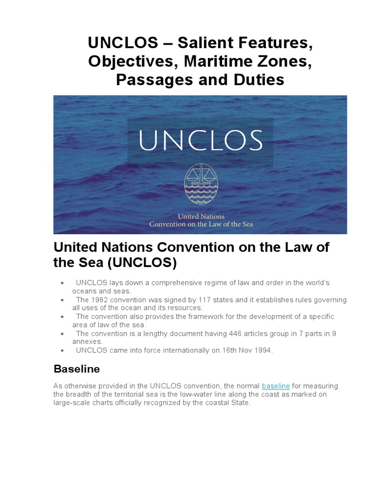 UNCLOS - Salient Features, Objectives, Maritime Zones, Passages and ...