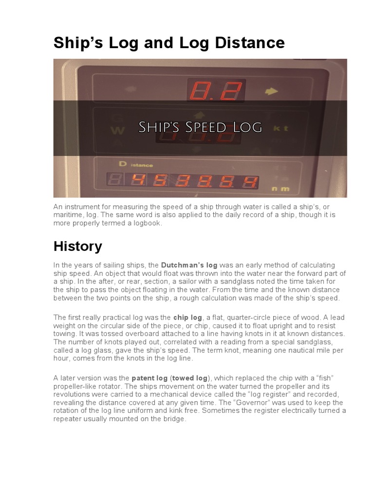Measure Ship Speed with Logs | PDF | Speed | Ships