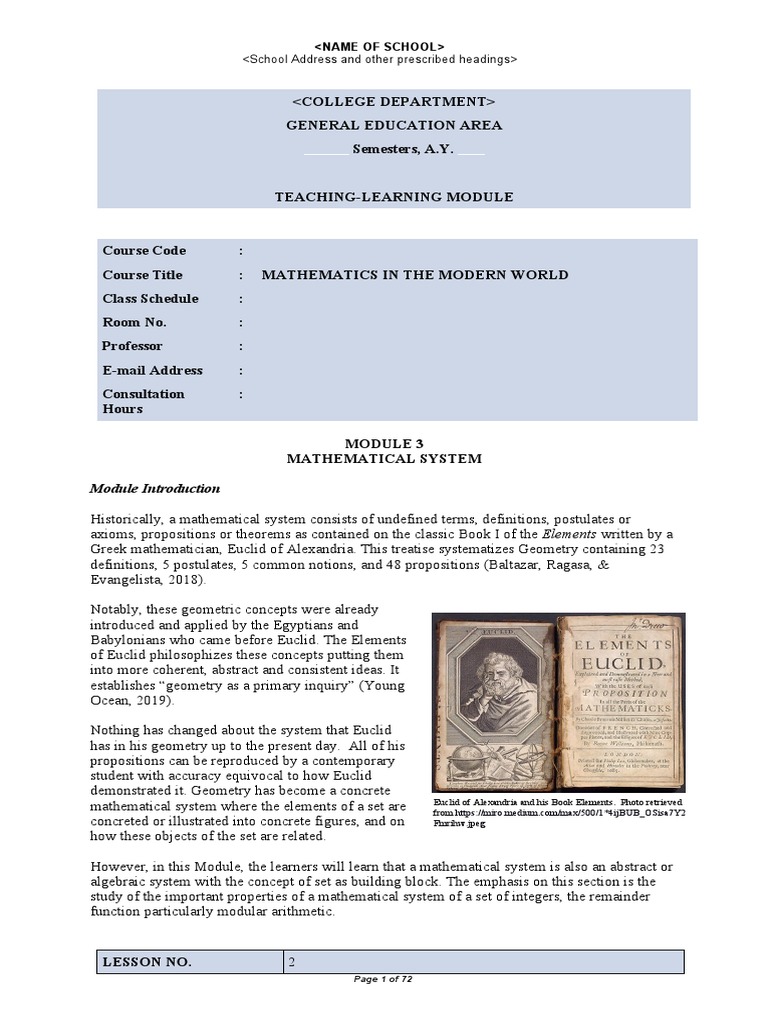 Module Introduction | PDF | Axiom | Teaching Mathematics