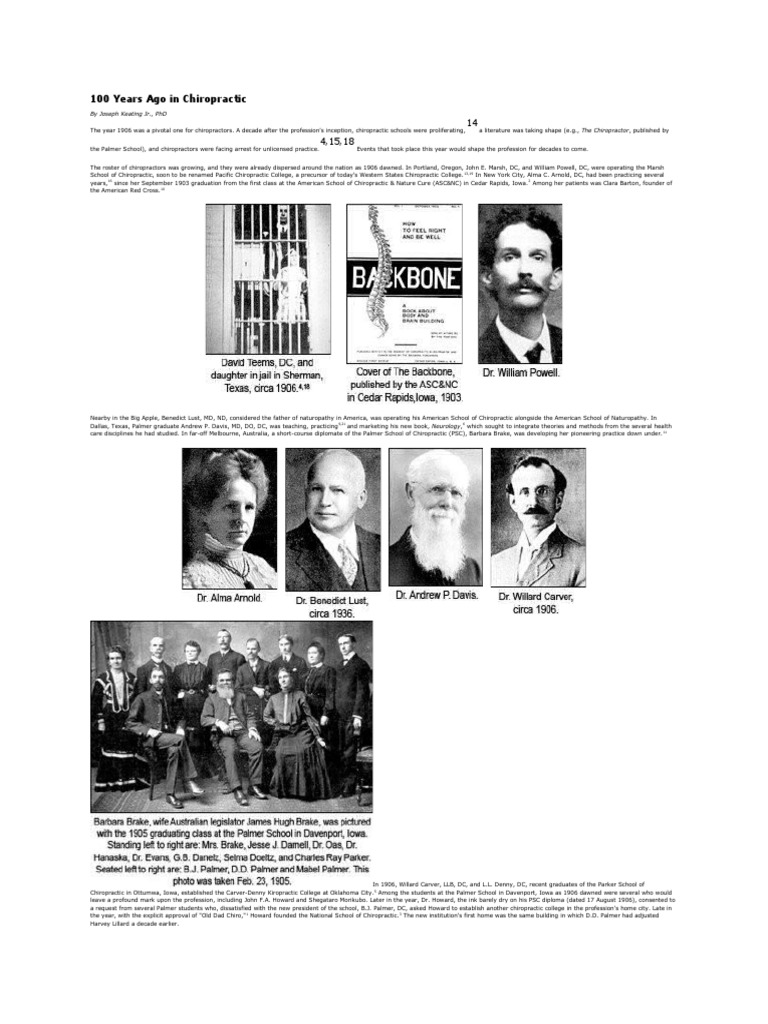 100 Years Ago in Chiropractic by Joseph Keating | PDF | Chiropractic ...