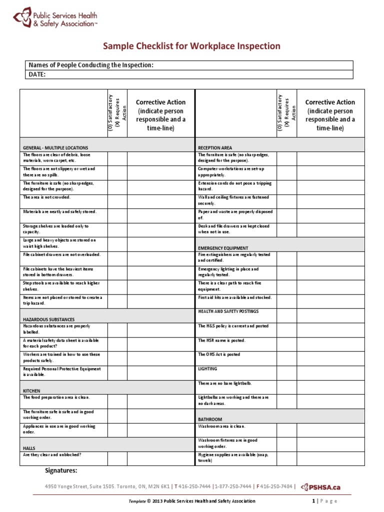 Inspection Checklist Template PDF | PDF | Bathroom | Occupational ...
