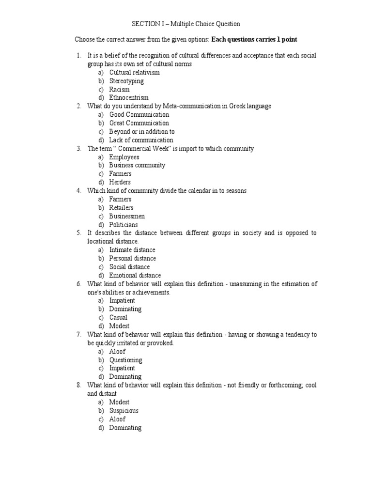 IBC Final Exam | PDF | Human Communication | Psychological Concepts