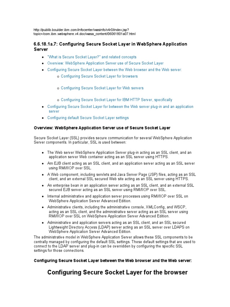 SSL Over WebSphere | PDF | Transport Layer Security | Public Key ...