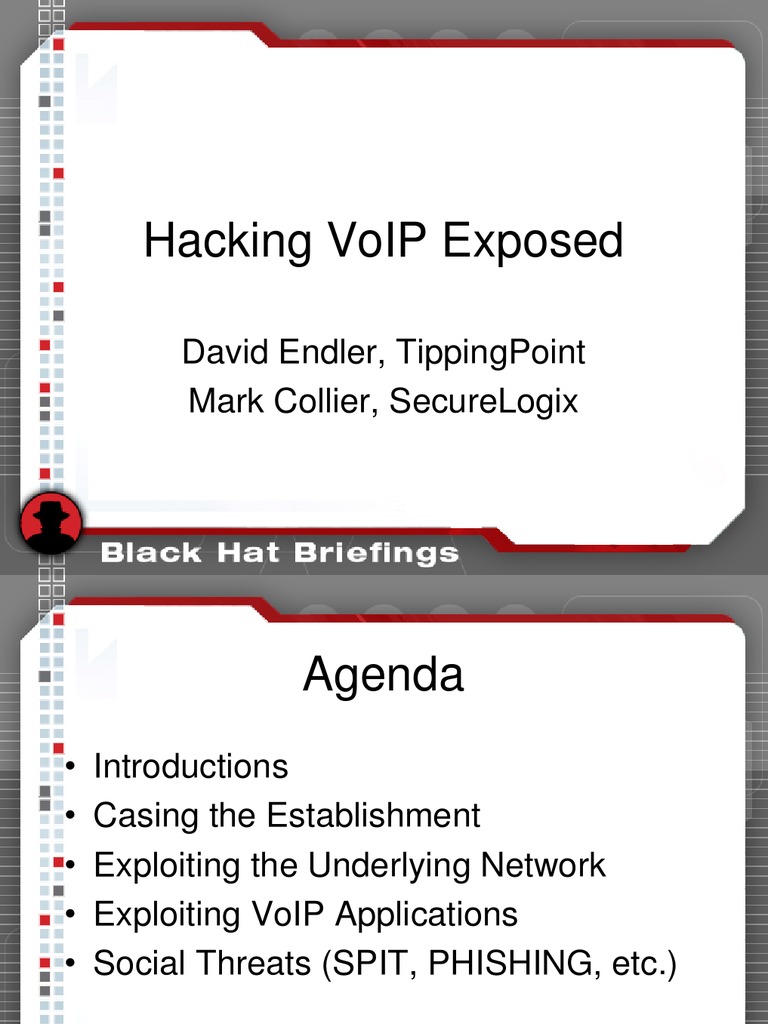 Hacking Voip Exposed: David Endler, Tippingpoint Mark Collier, Securelogix | PDF | Session ...
