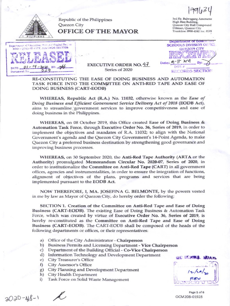 Executive Order No. 47 | Download Free PDF | Policy | Public Sphere