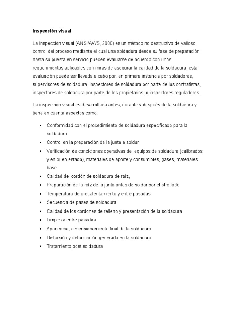 Inspección Visual | PDF