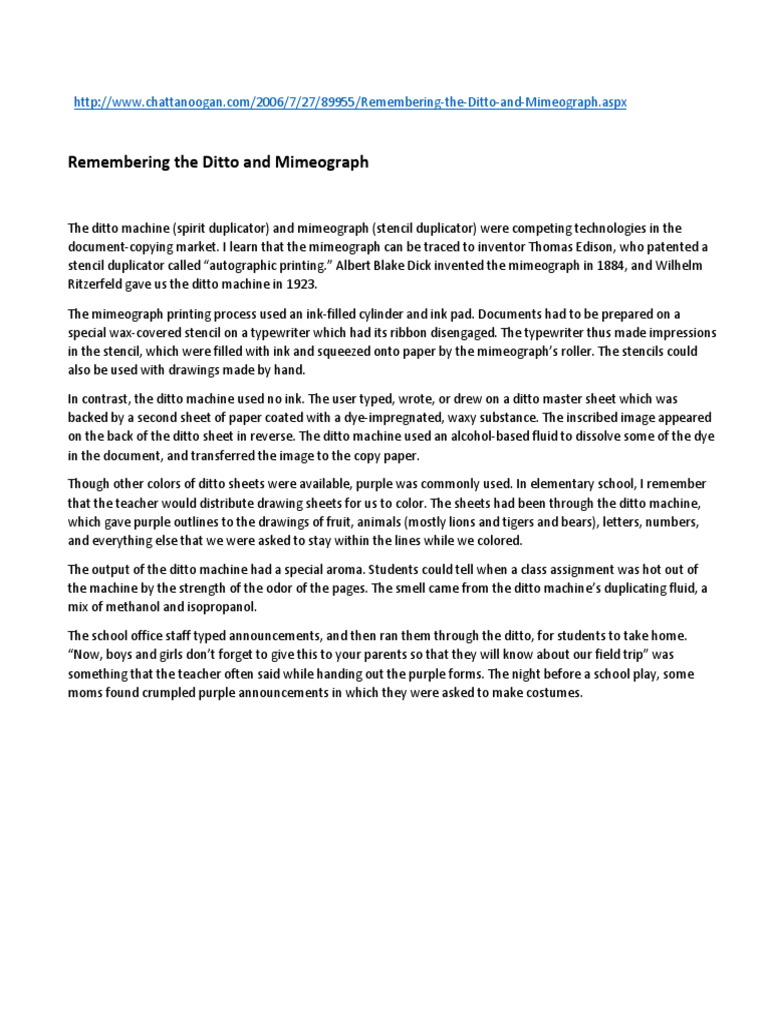 Remembering The Ditto and Mimeograph | PDF | Graphic Design ...