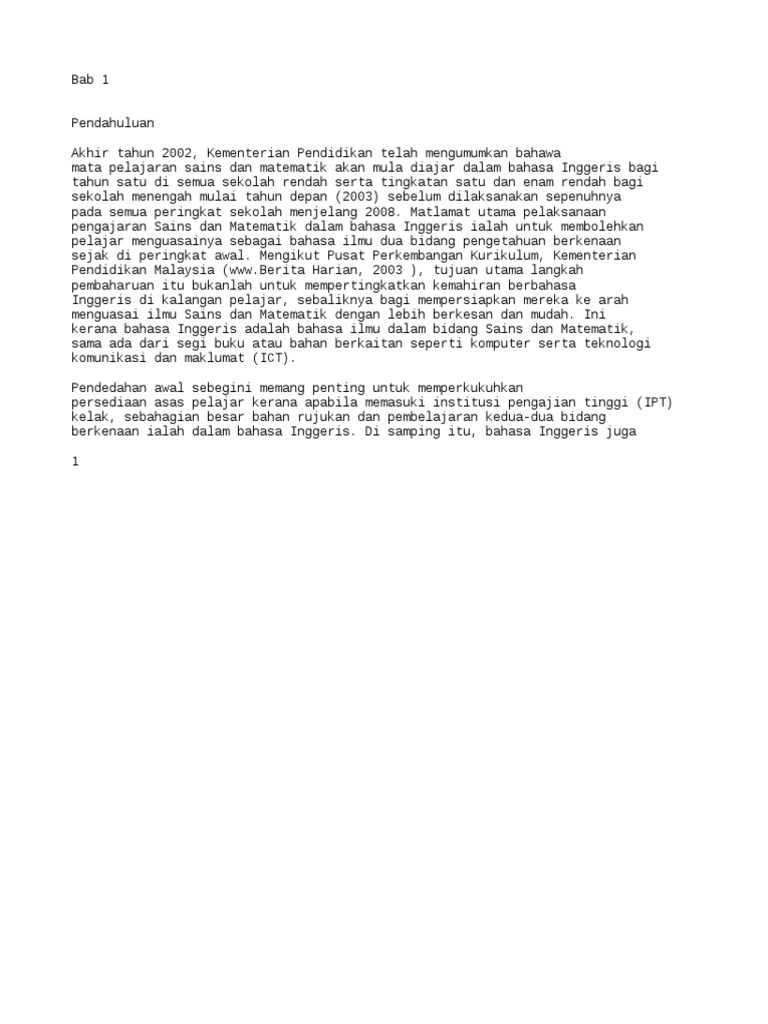 Keyakinan Guru Sains Mengajar Sains Dalam Bahasa Inggeris | PDF