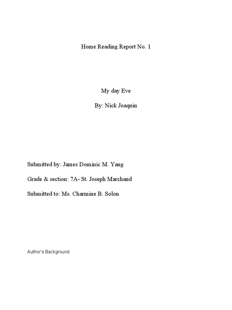 Home Reading Report No 1 | PDF
