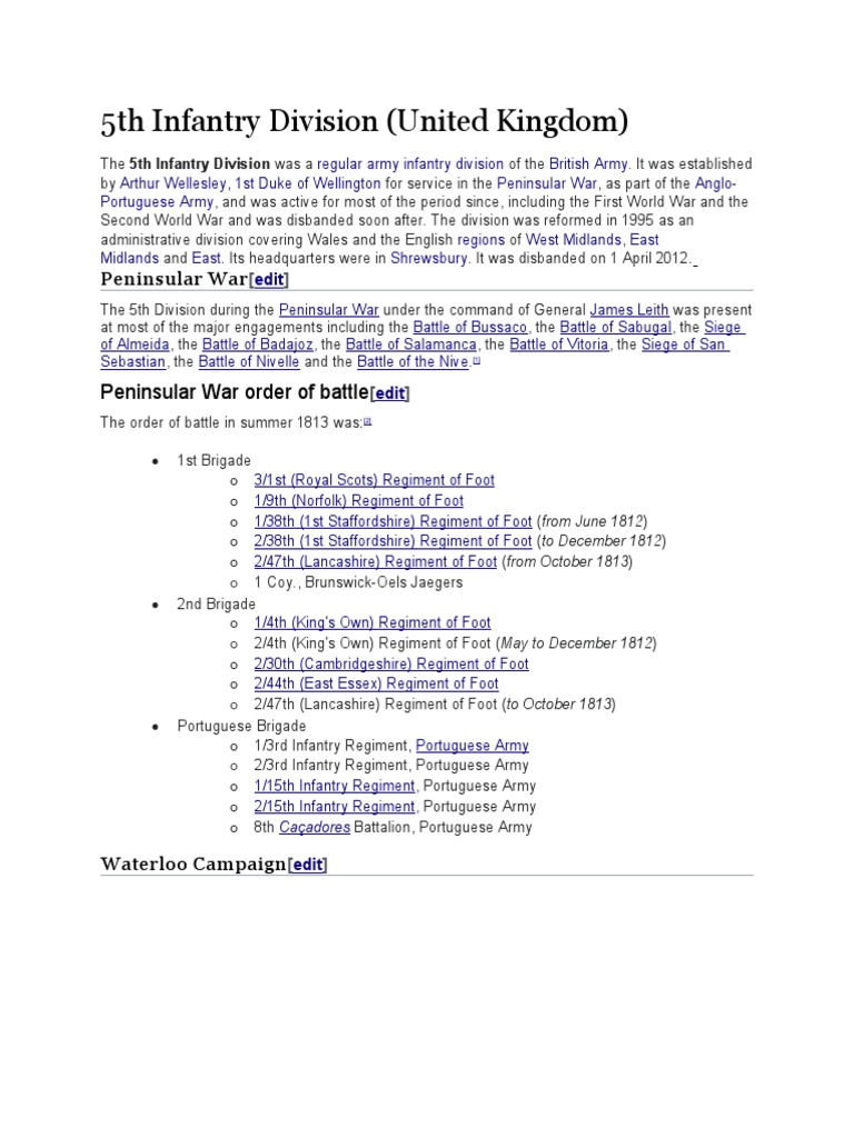5th Infantry Division Facts | PDF | Campaigns Of The Napoleonic Wars ...