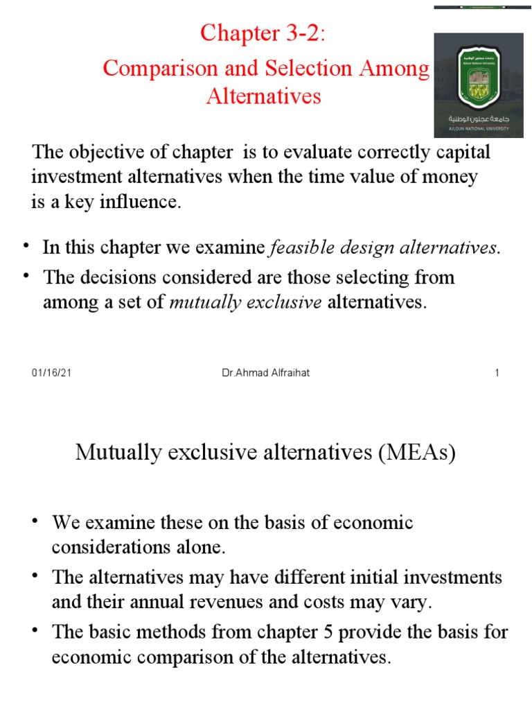 Comparison and Selection Among Alternatives: Chapter 3-2 | PDF ...
