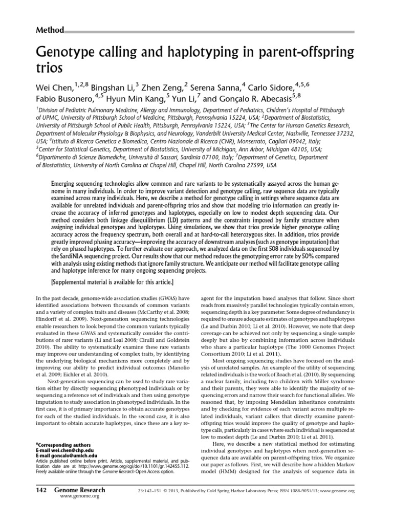 Genotype Calling and Haplotyping in Parent-Offspring Trios: Method ...