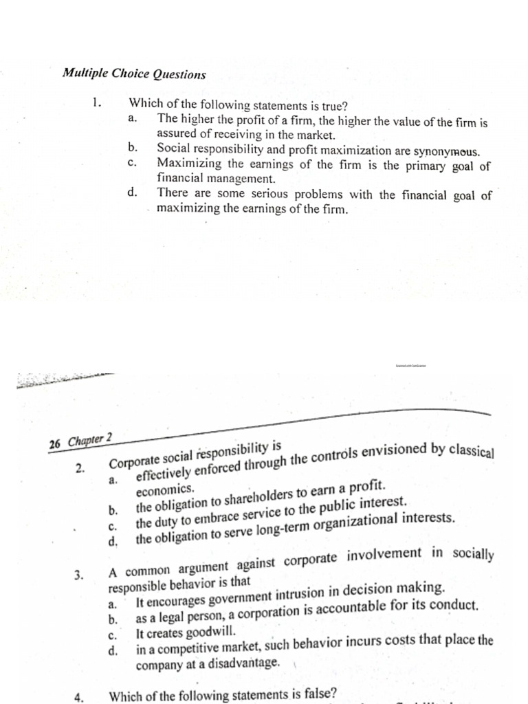 Chapter 2 Multiple Choice | PDF