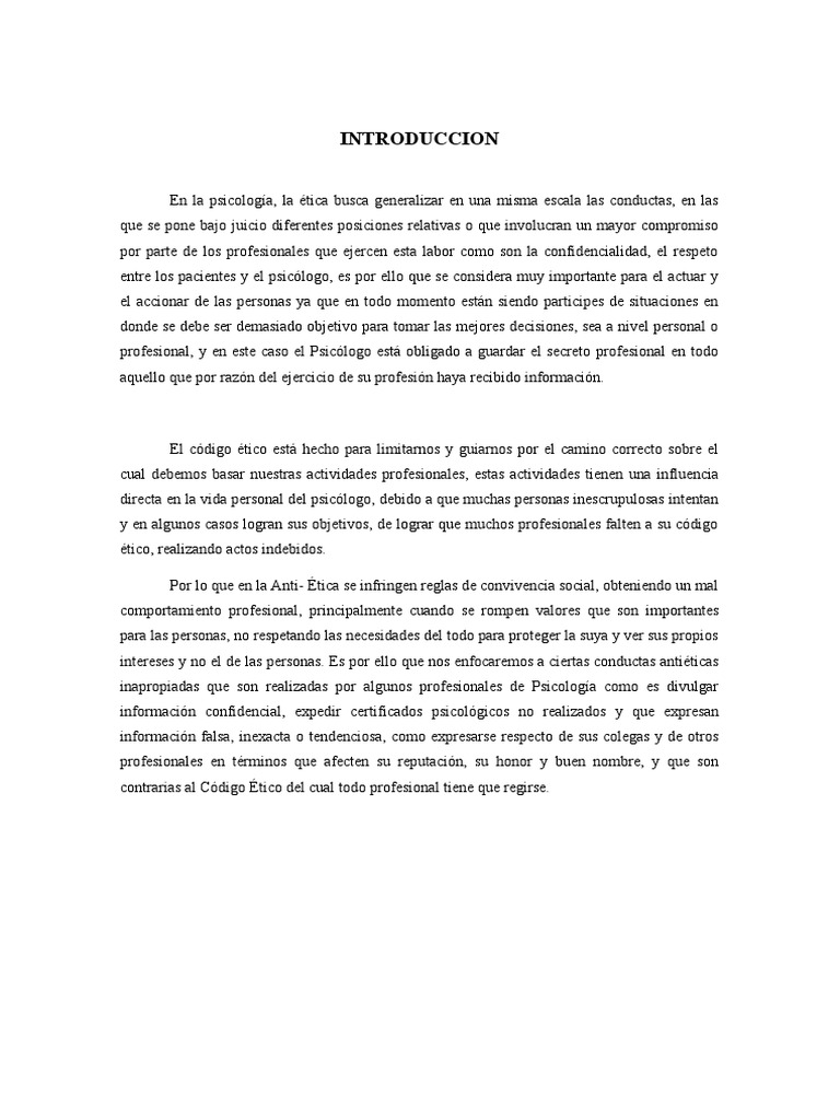 Ensayo de Conducta Anti-Etica Psicologo | PDF | Comportamiento | Sicología