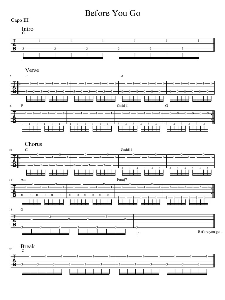 Before You Go PDF | PDF | Songs | Musical Compositions