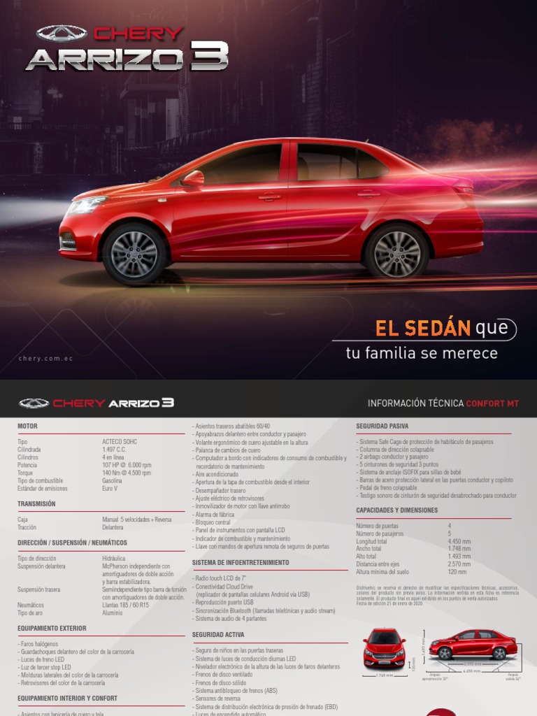 Ficha Tecnica Arrizo 3 2020 | PDF | Sistema de freno antibloqueo | Diodo emisor de luz