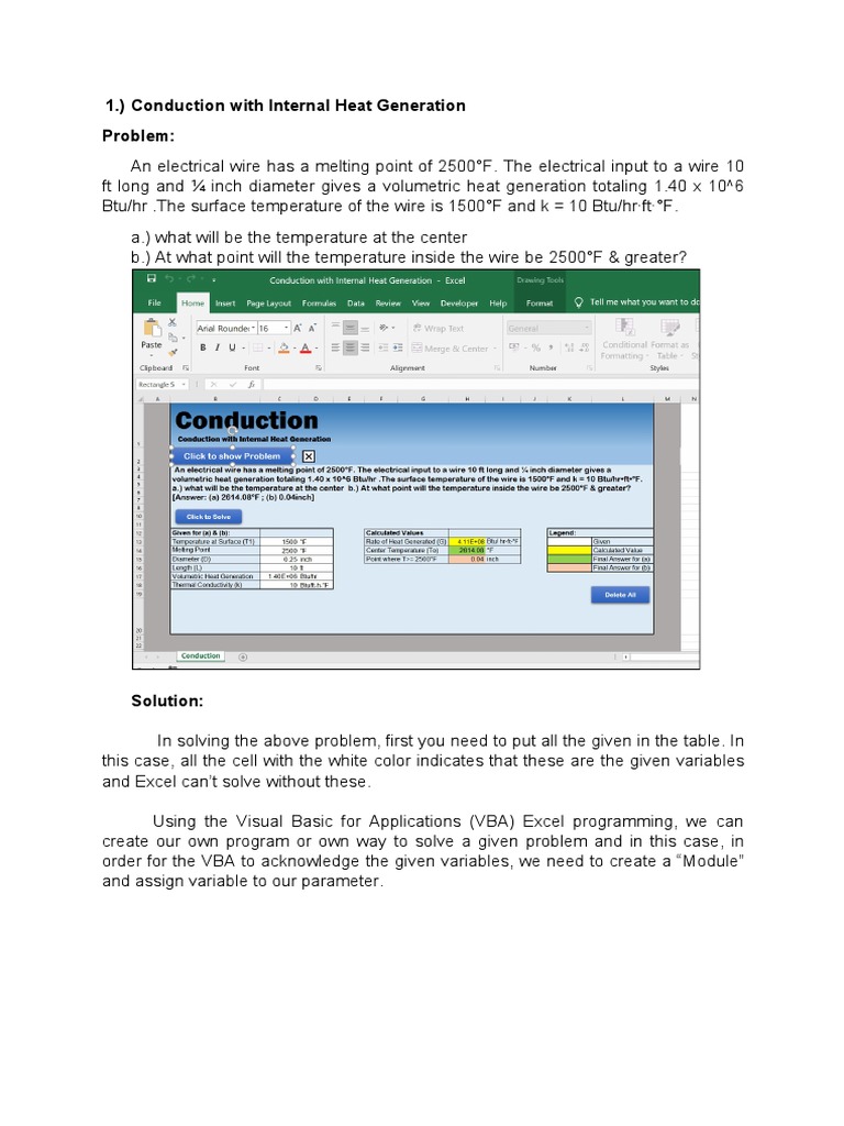 1 Conduction With Internal Heat Generation Pdf Microsoft Excel Spreadsheet