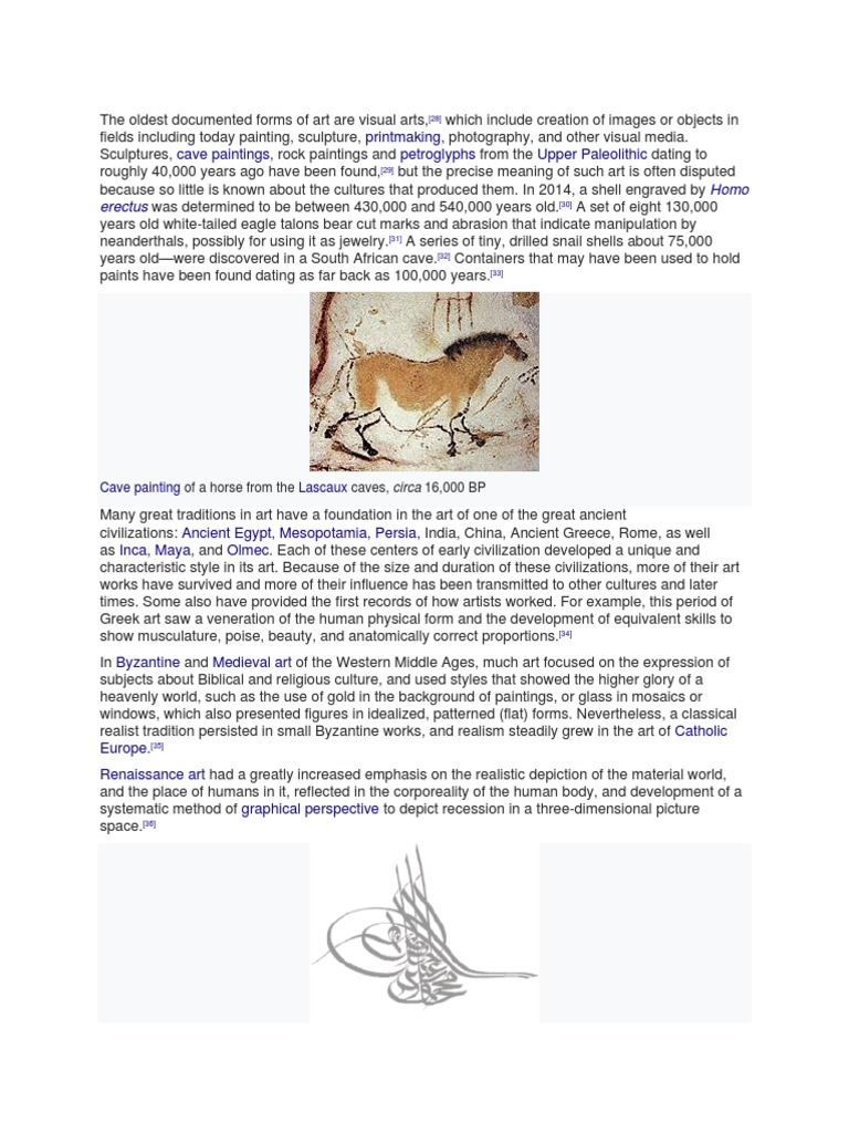 The Oldest Documented Forms of Art Are Visual Arts | PDF | Paintings ...