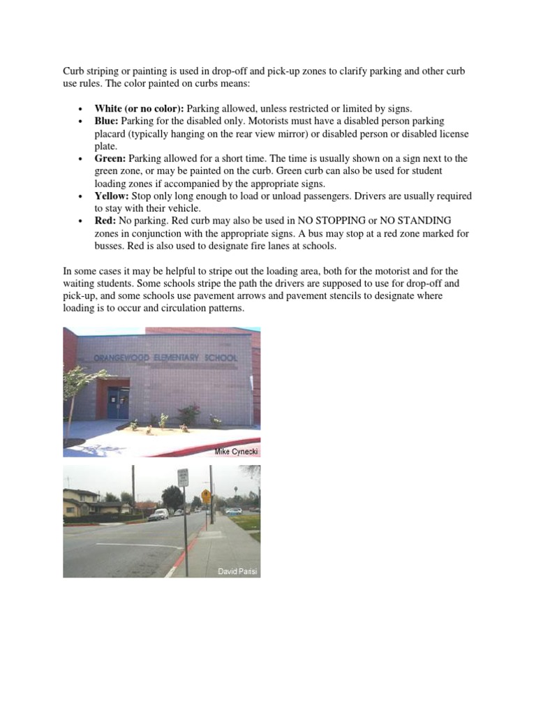 Curb colors and striping rules for parking zones | PDF