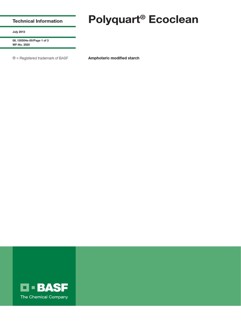 Polyquart Ecoclean: Technical Information | PDF | Shelf Life | Viscosity