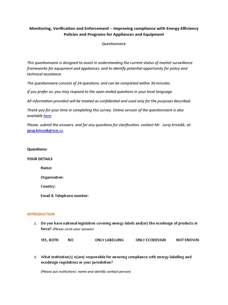 EBRD MVE Questionnaire FINAL | PDF | Regulatory Compliance | Surveillance