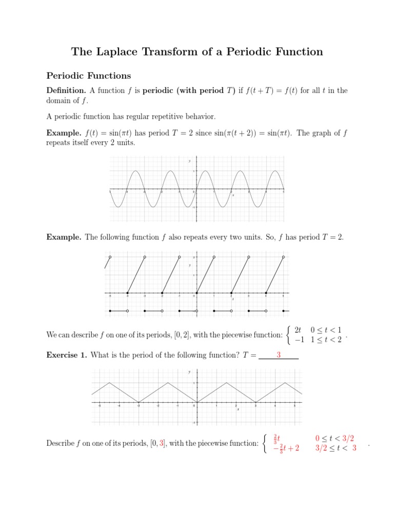 Laplace Transform of Periodic Function | PDF | Laplace Transform ...