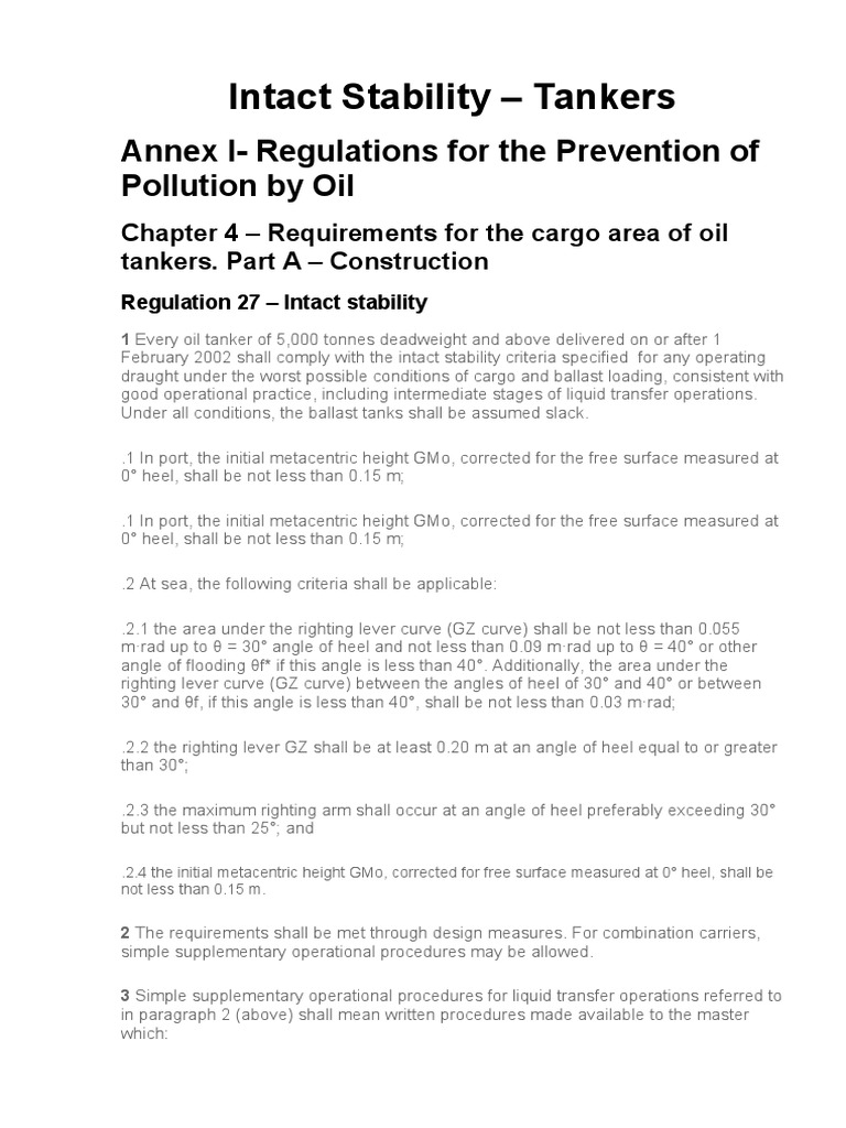 Intact Stability - Tankers | PDF | Shipbuilding | Watercraft