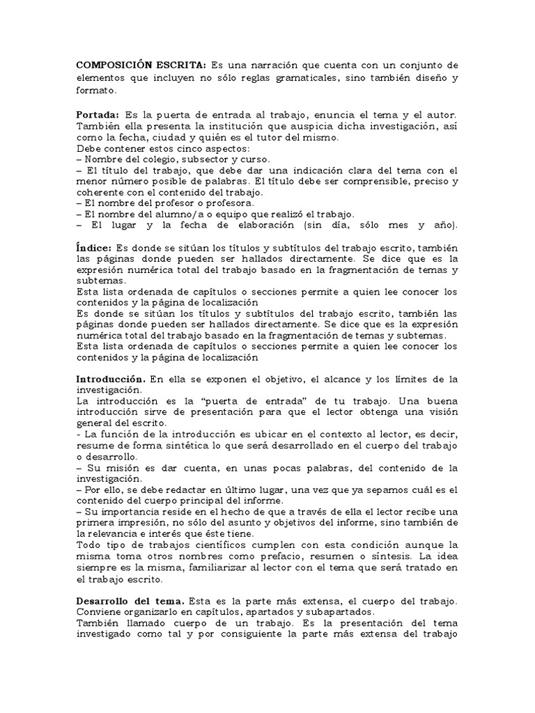 Composición Escrita | PDF | Verbo | Oración (Lingüística)
