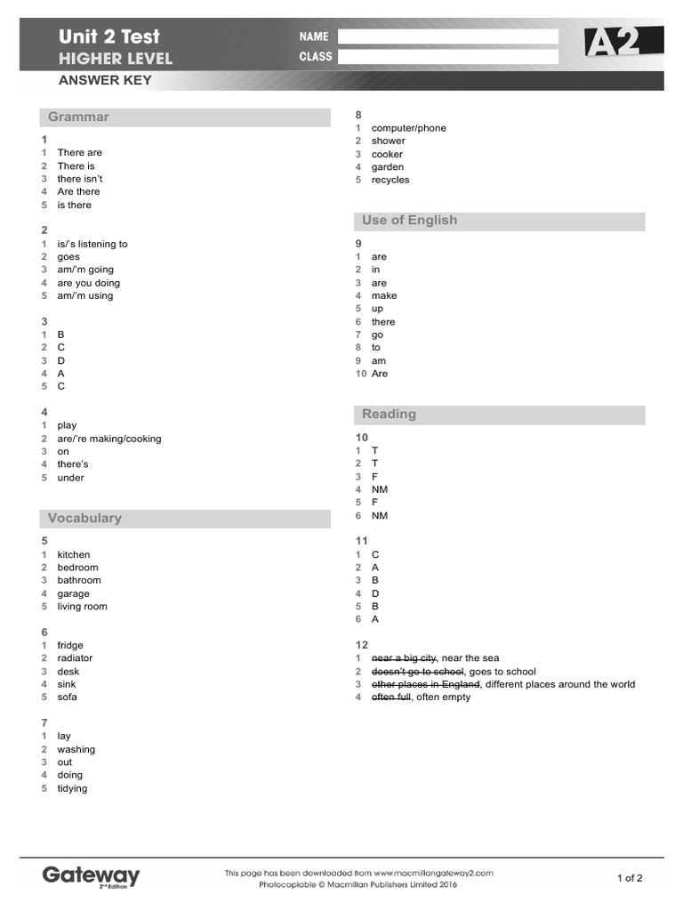 Grammar: Answer Key | PDF | Linguistics | Communication