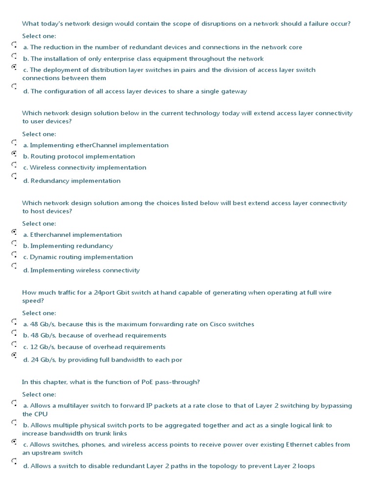 Data Communication Networking 3 Answer Key | PDF | Network Switch ...