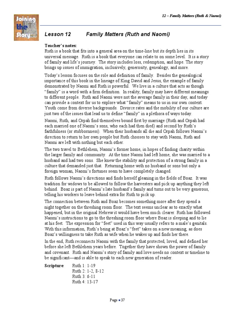 The Story of Ruth Lesson Plan PDF | PDF | Ruth (Biblical Figure) | Elijah