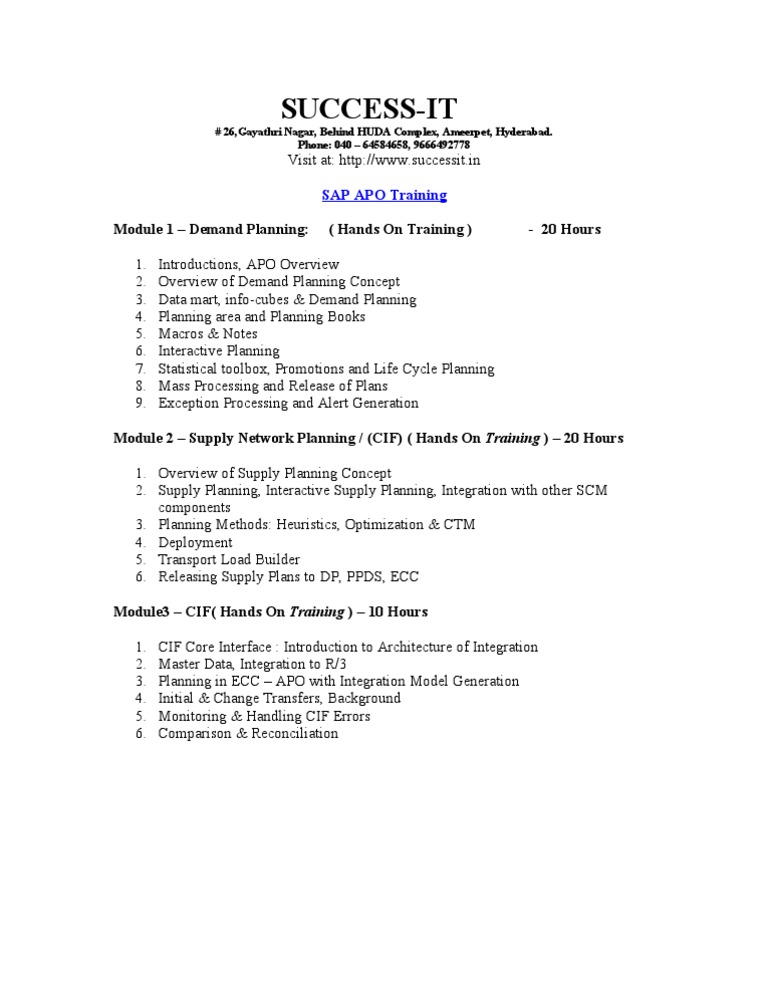 Hands-On SAP APO Training Modules Covering Demand Planning, Supply ...