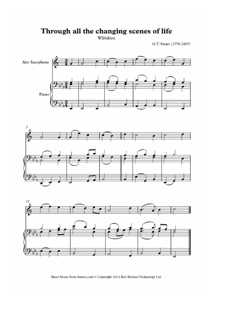 Smart - Through All The Changing Scenes of Life (Wiltshire) Sheet Music ...