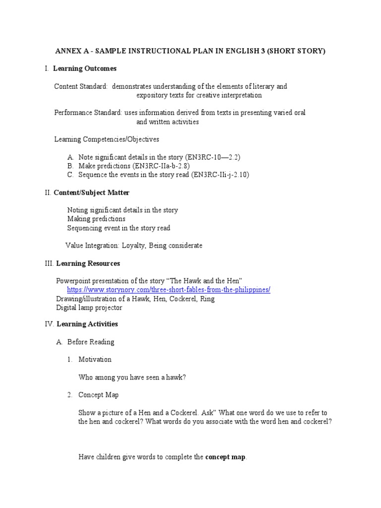 The Hawk and the Hen Story Summary | PDF | Learning