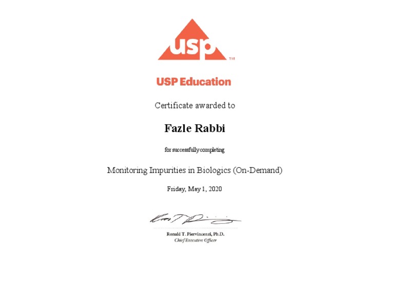 Fazle Rabbi: Certificate Awarded To | PDF