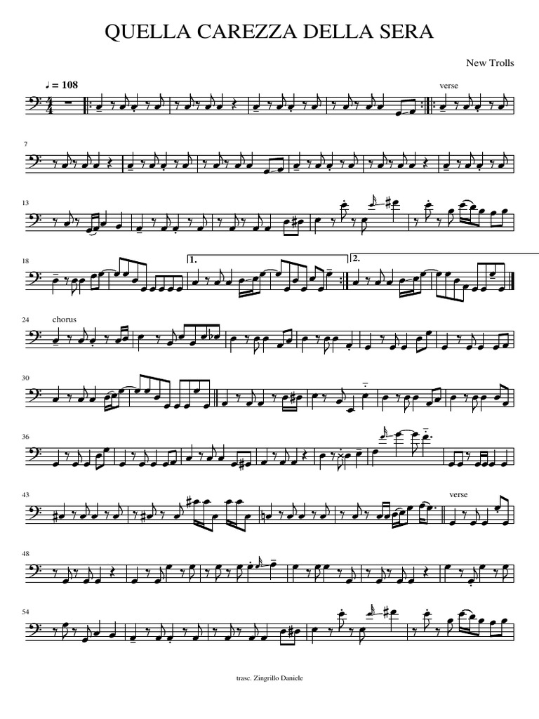 QUELLA CAREZZA DELLA SERA-New Trolls | PDF