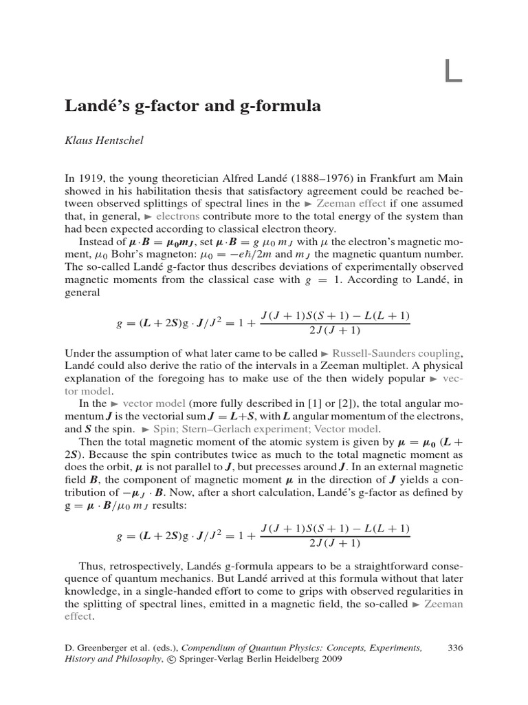 Landé's g-Factor and Zeeman Effect | PDF | Modern Physics | Mechanics