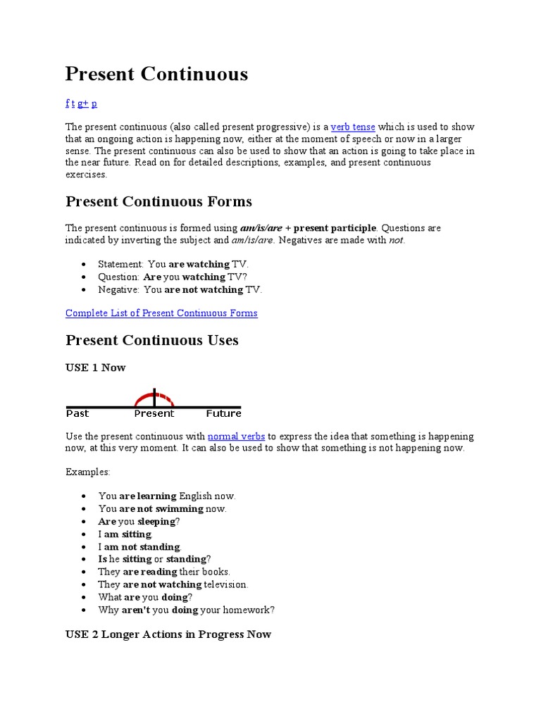 Present Continuous Forms | PDF | Verb | Morphology