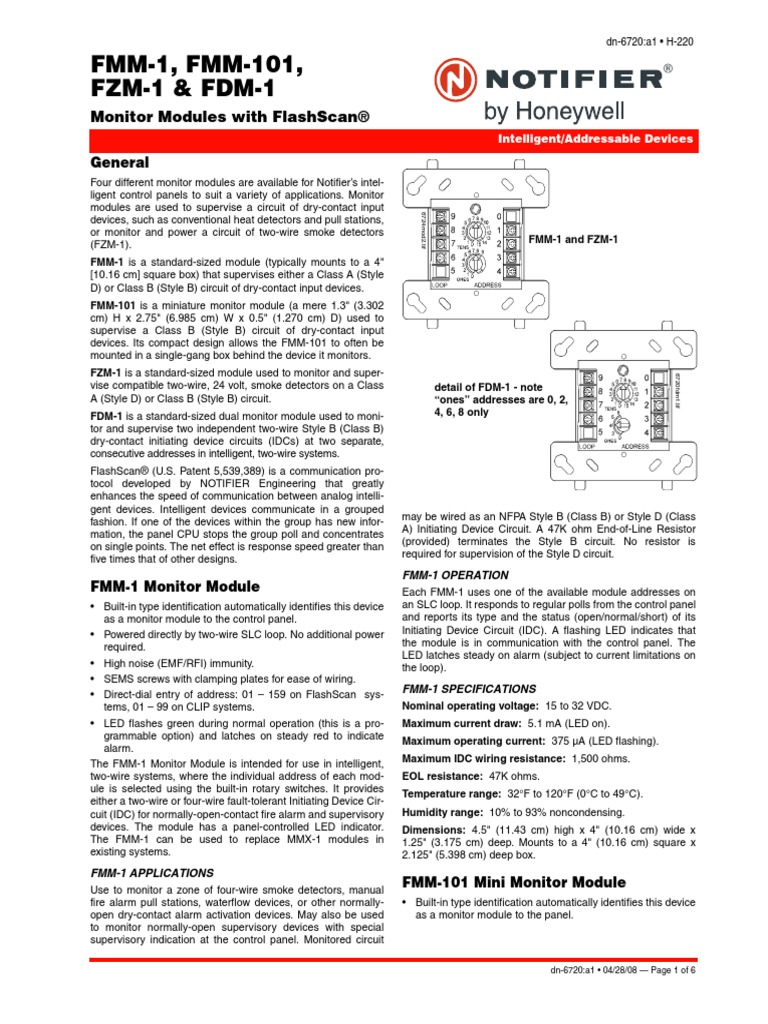 Fmm-1, Fmm-101, Fzm-1 & Fdm-1: Monitor Modules With Flashscan® | PDF ...